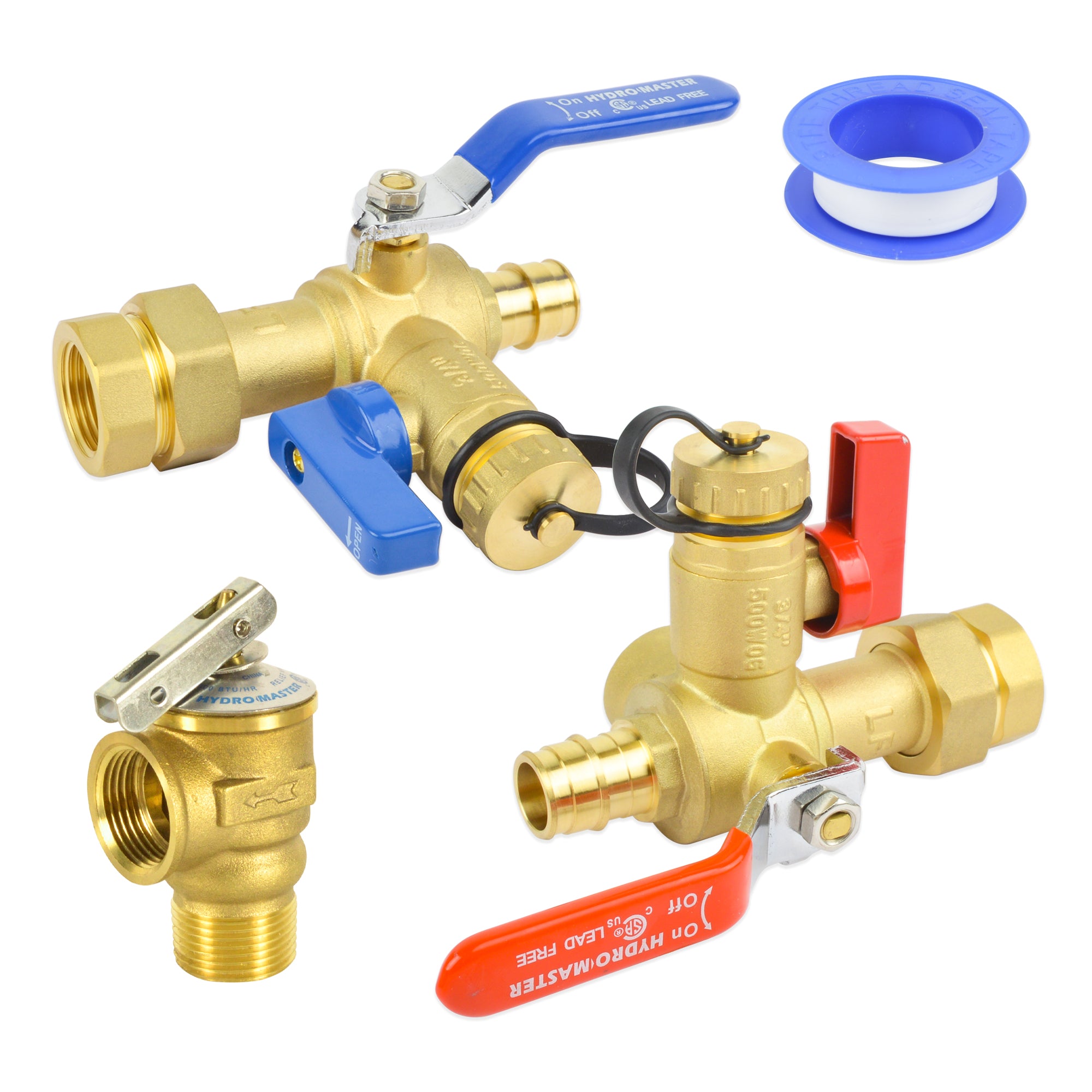 HYDRO MASTER Tankless Water Heater Valve Kit, Lead-Free Brass, NPT Thr