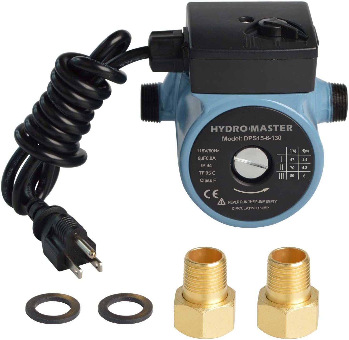 HYDRO MASTER 3/4" NPT Hot Water Circulator Pump with 3-Speed Control f